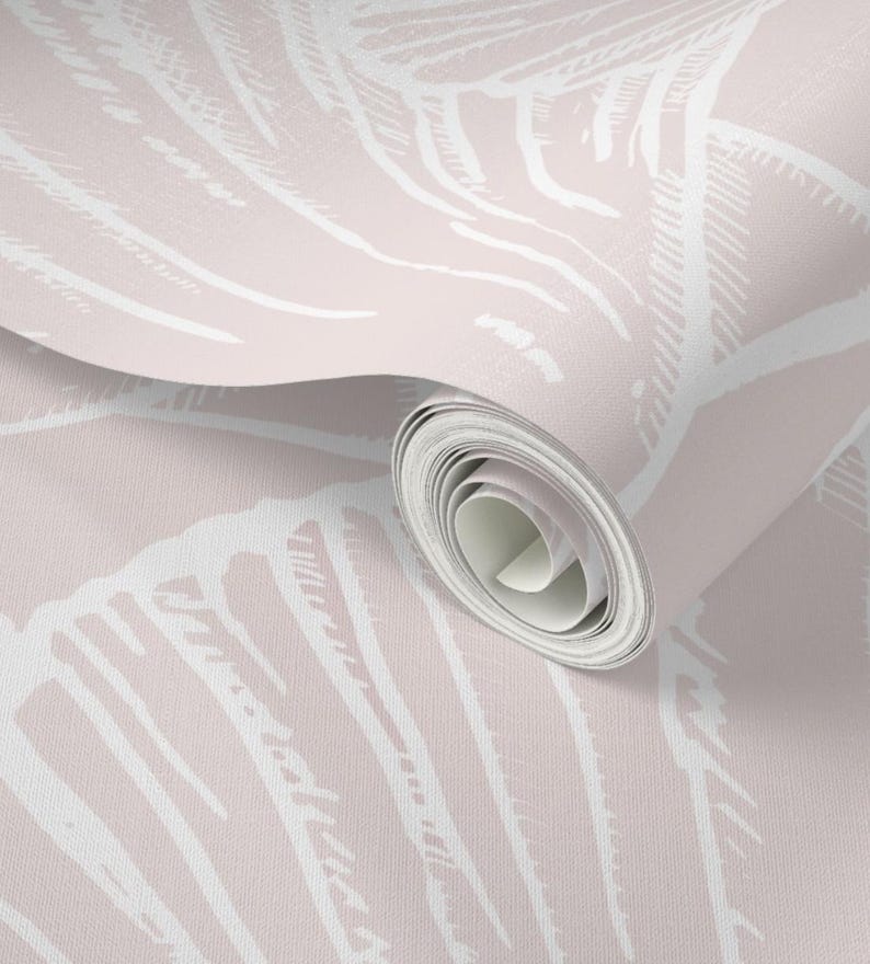 JUMBO Scallop Sea Shell Wallpaper in CUSTOM PB Blush (24" Vertical ...
