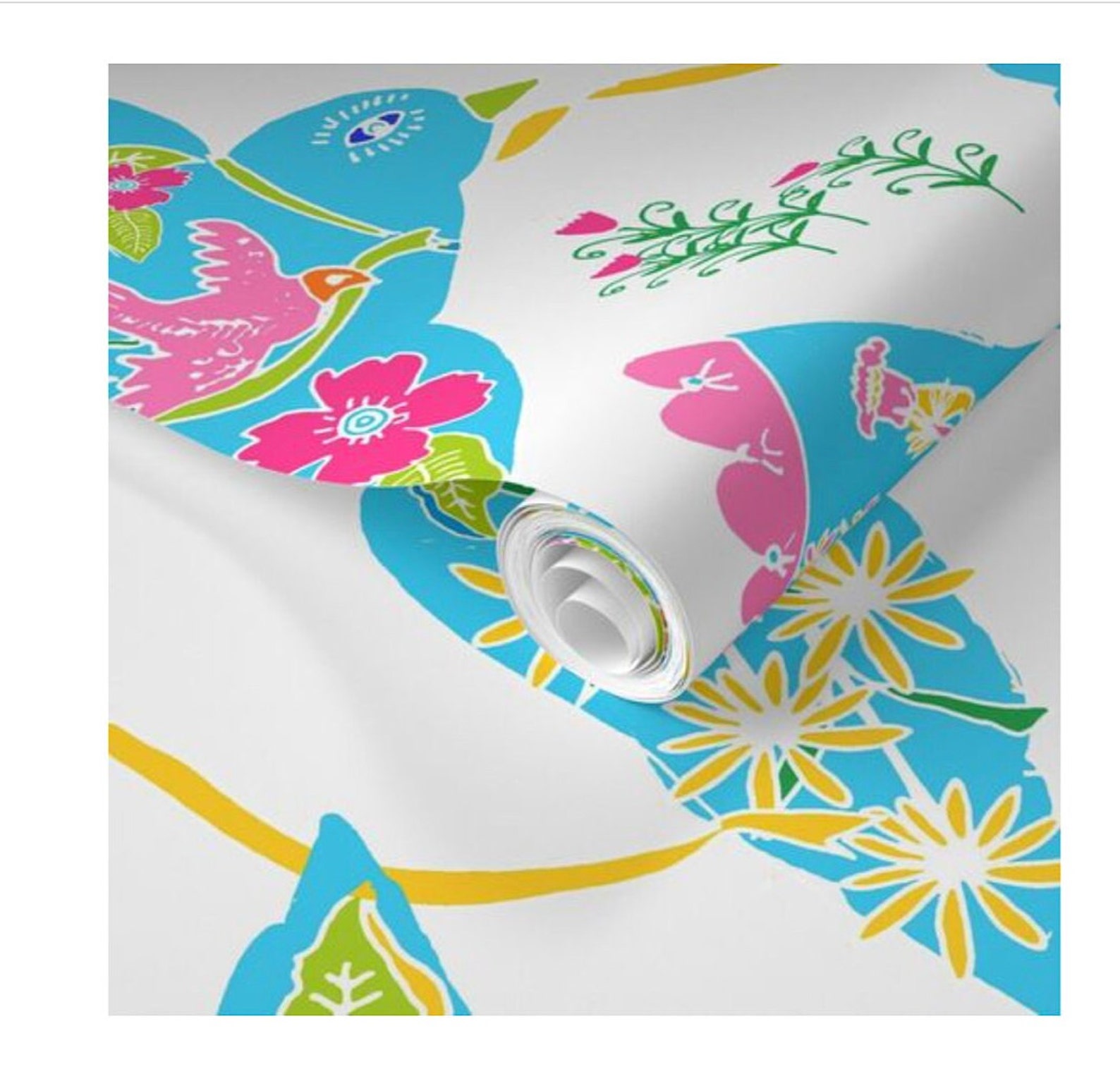 When Doves Fly Wallpaper - White Background - Large Scale - Etsy