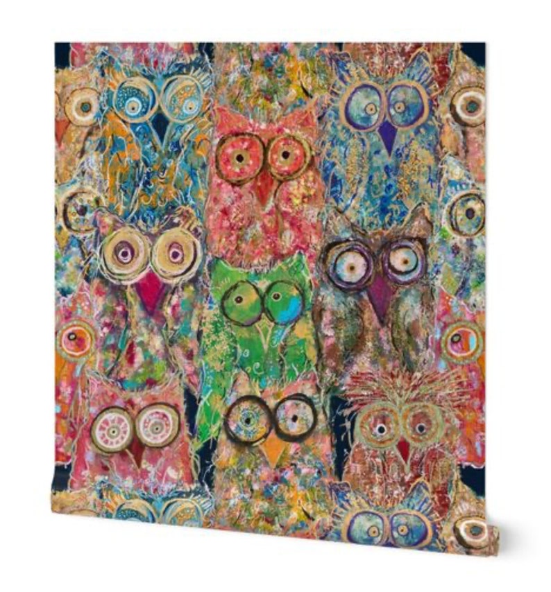 Twinkle Owls Wallpaper large Scale | Etsy