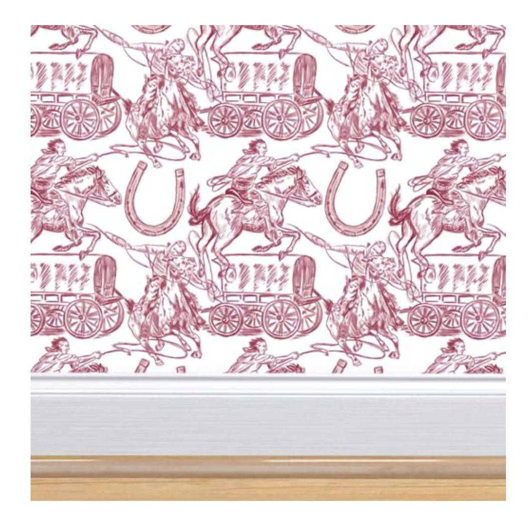 Lasso Me West Wallpaper Red & White - Etsy