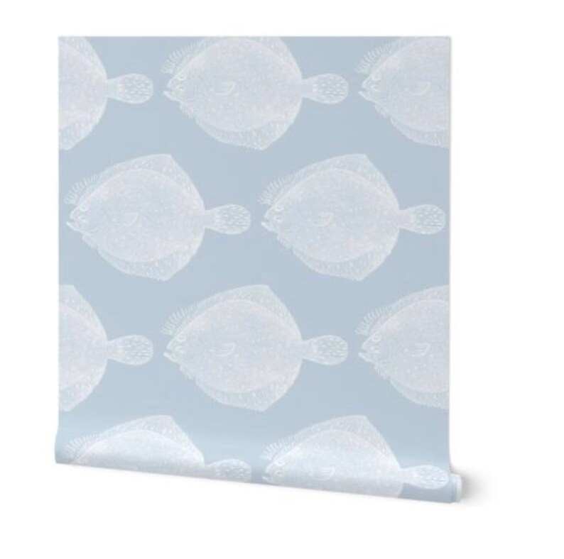 Vintage Flounder Fish Illustration Wallpaper Beach House | Etsy