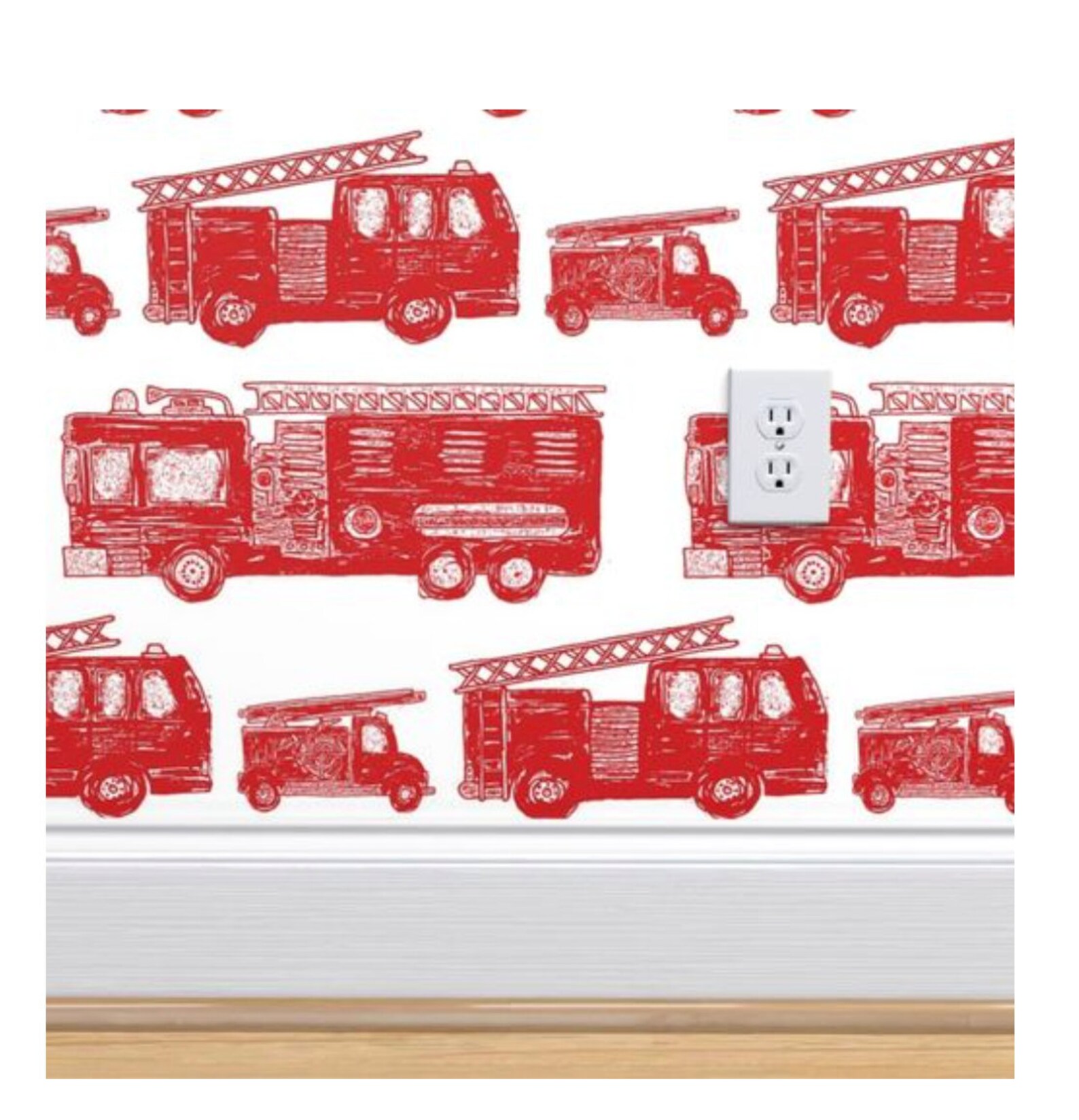 Red Fire Engine Wallpaper - Etsy