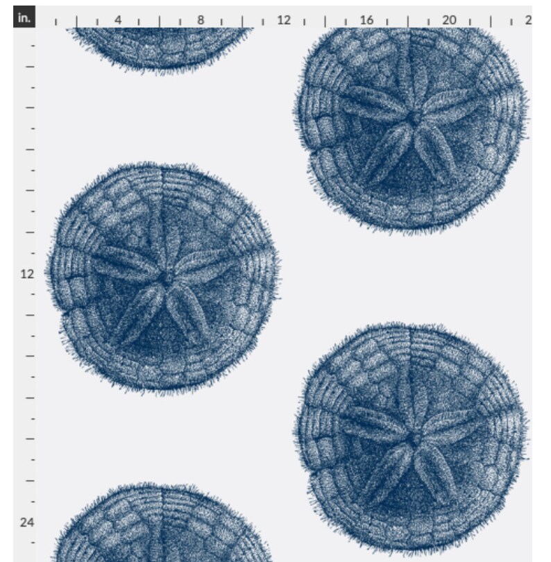 Vintage Looking Sand Dollar Illustration Wallpaper - Indigo Blue and ...