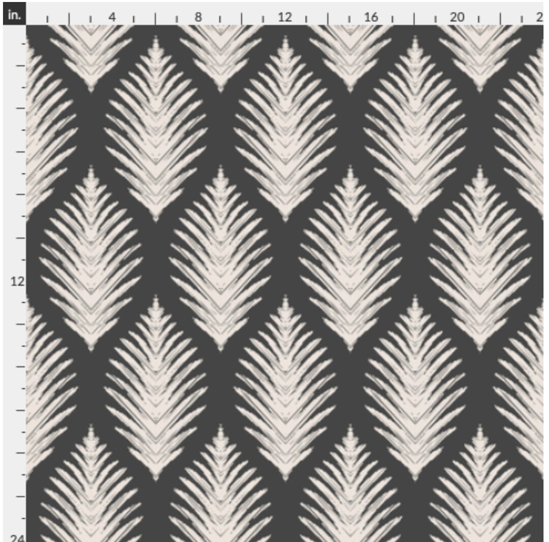 Stag Leaves Ikat Wallpaper Ivory and Charcoal Gray pre-pasted and Peel ...
