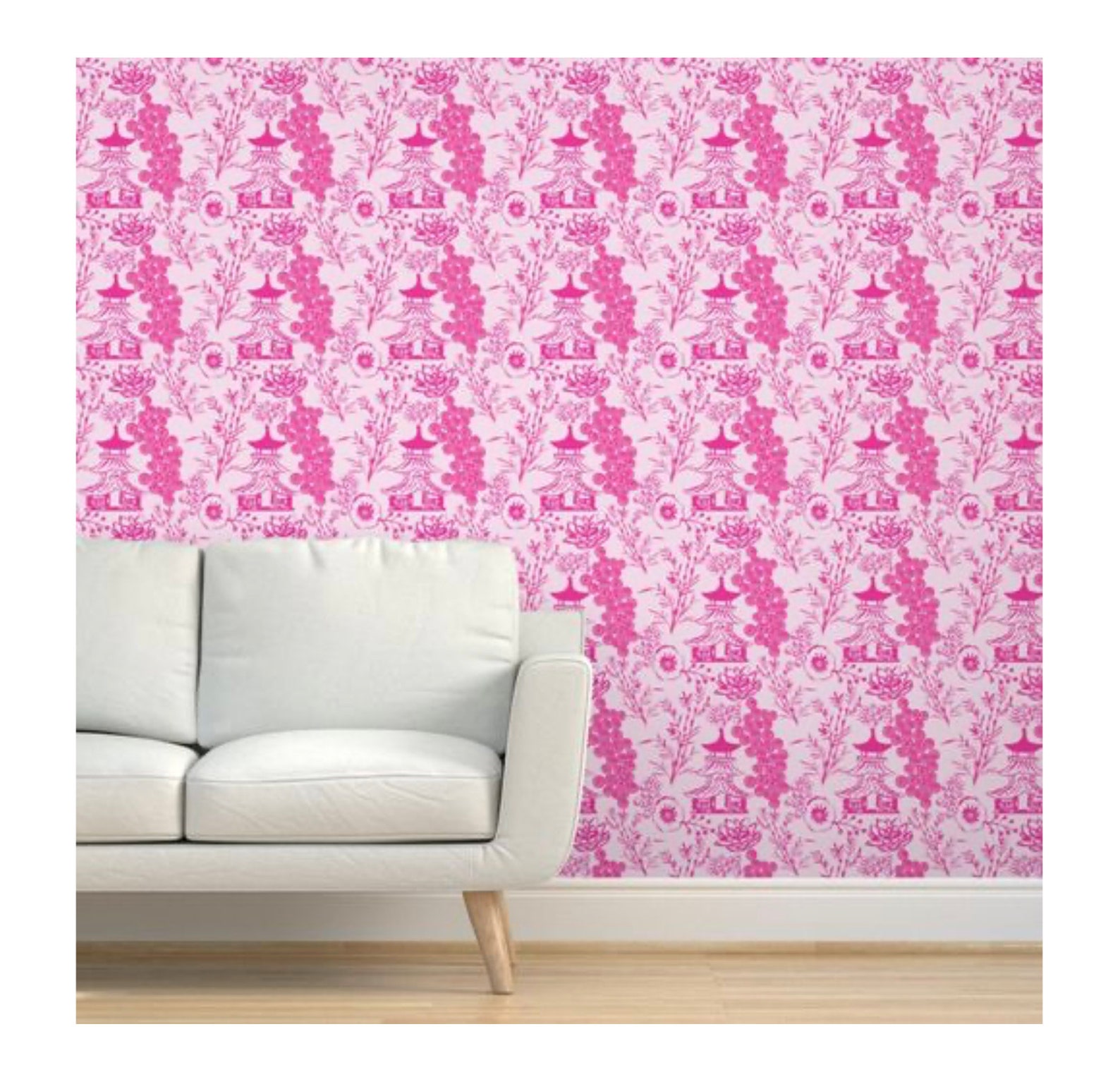 Bubblegum Pink Chinoiserie Wallpaper - Etsy