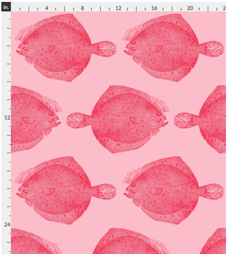 Vintage Flounder Fish Illustration Wallpaper Red Fish on - Etsy
