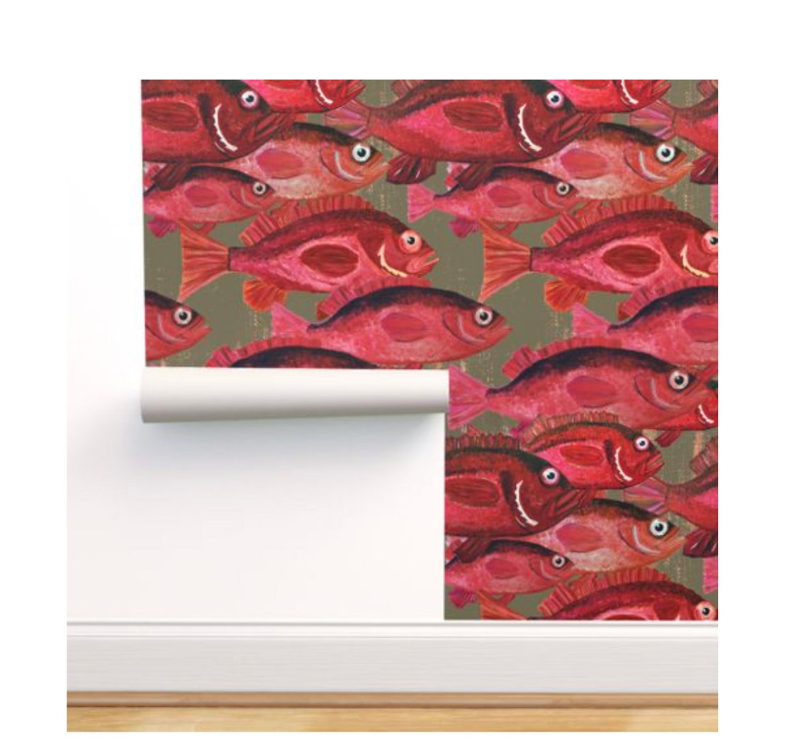 Red Snapper Fish Wallpaper - Large Scale - Etsy Canada