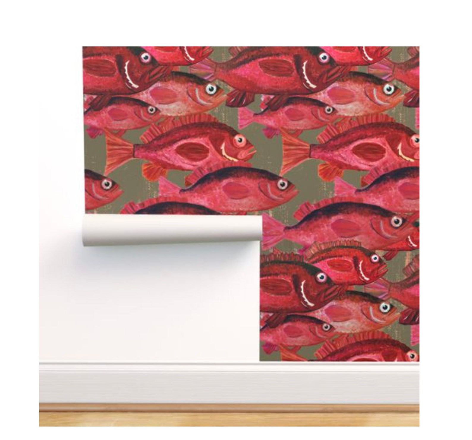 Red Snapper Fish Wallpaper - Large Scale - Etsy