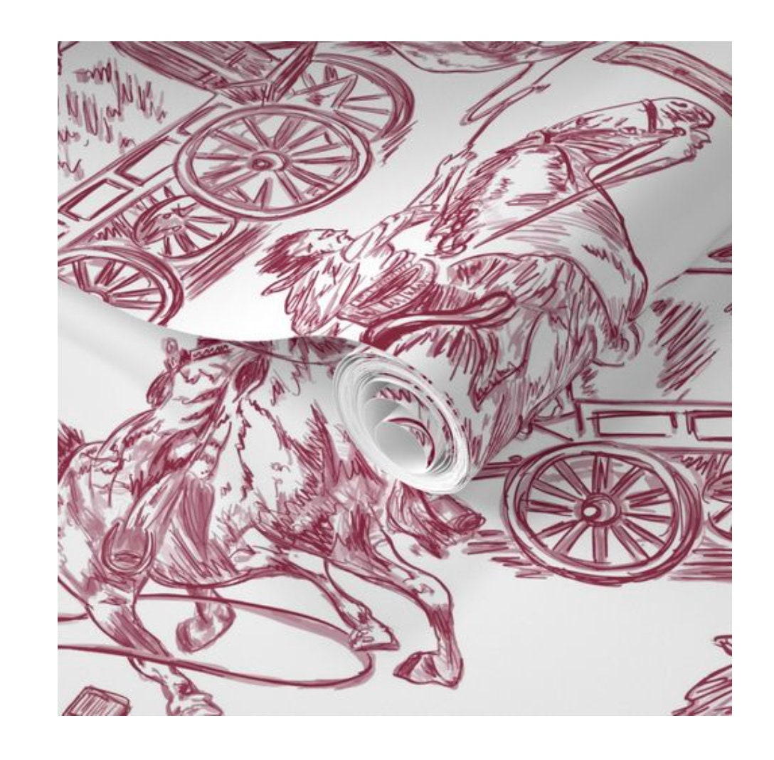 Lasso Me West Wallpaper Red & White - Etsy