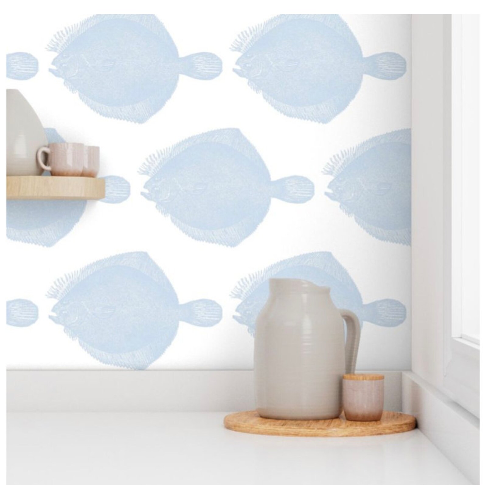 Vintage Flounder Fish Illustration Wallpaper CUSTOM Pastel - Etsy