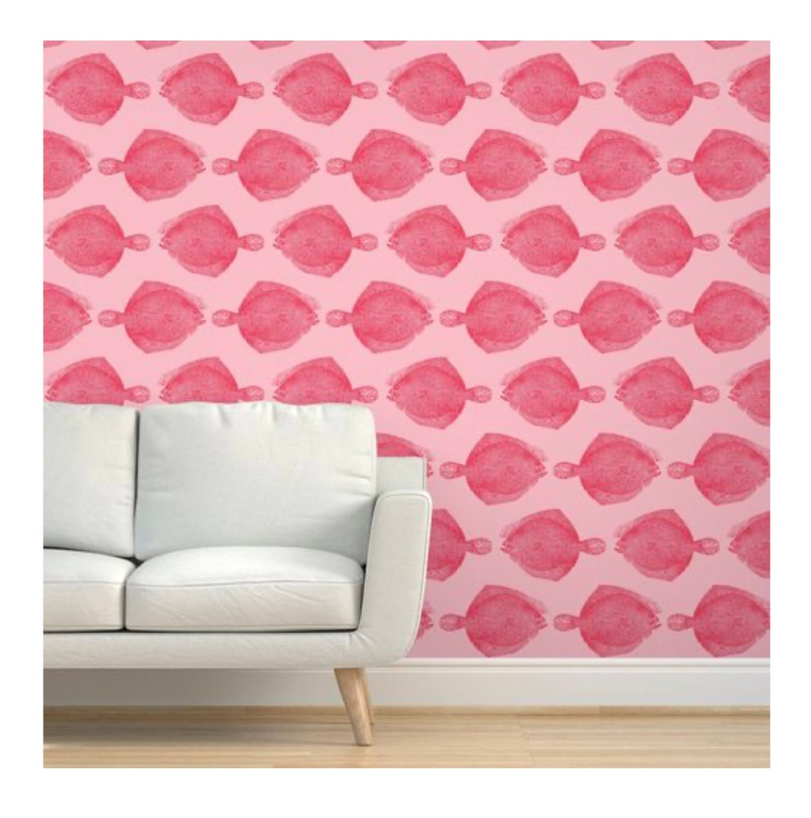 Vintage Flounder Fish Illustration Wallpaper Red Fish on - Etsy
