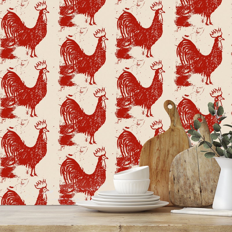 Rooster Wallpaper - Etsy