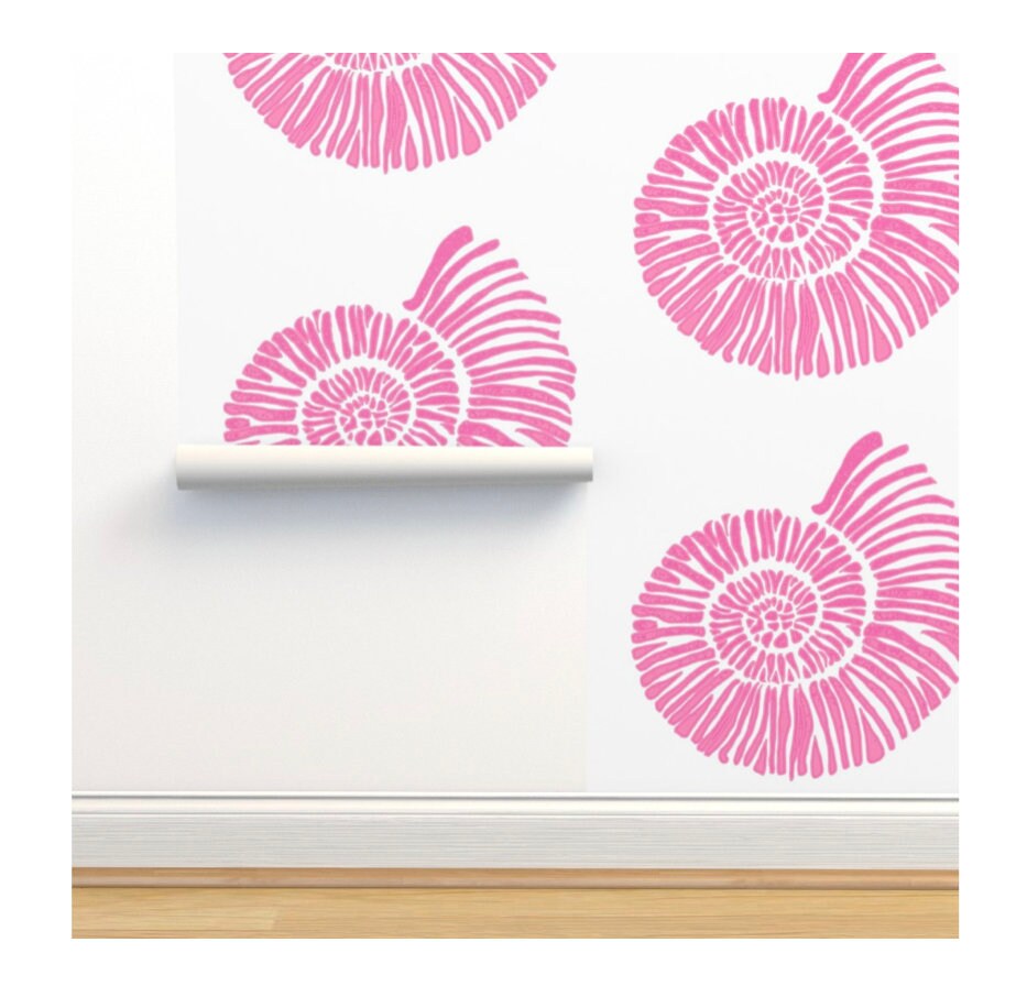 Hot Pink Nautilus Shell Wallpaper: Removable Peel and Stick Options - Etsy