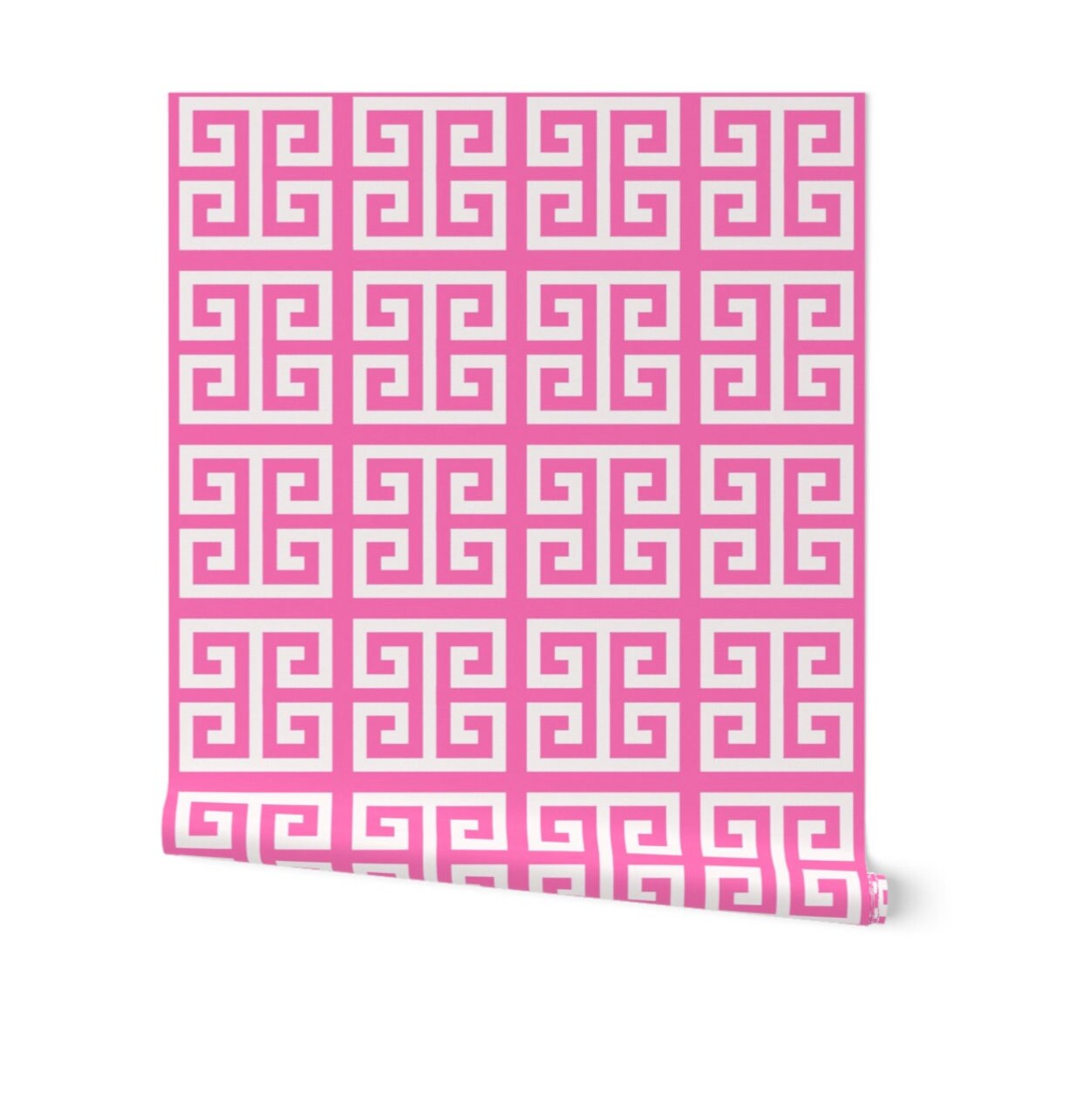 Traditional Greek Key Wallpaper in Hibiscus Pink and White - Etsy