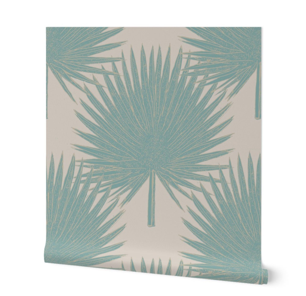 Palmetto Leaves in Sugar Bag Blue and Beige Wallpaper - Etsy