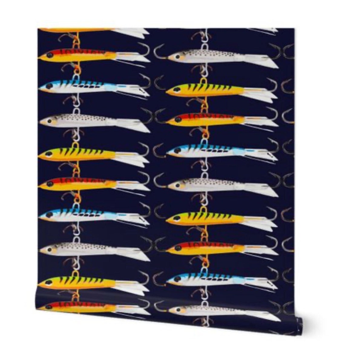 Fishing Lures Wallpaper Navy - Etsy