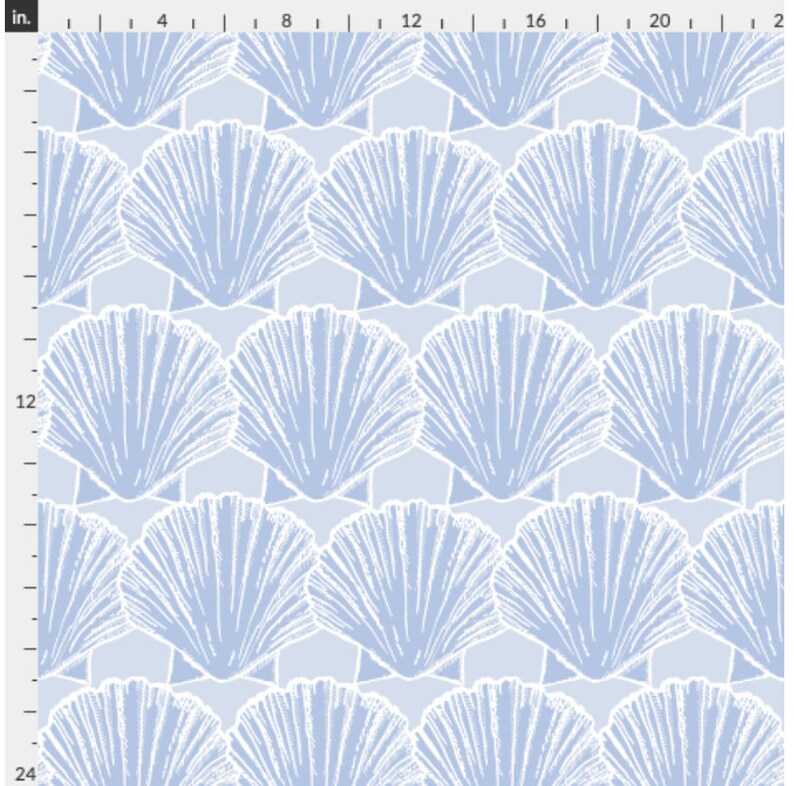 Scallop Sea Shell Wallpaper in Pastel Blues (12" Vertical Repeat) - Etsy
