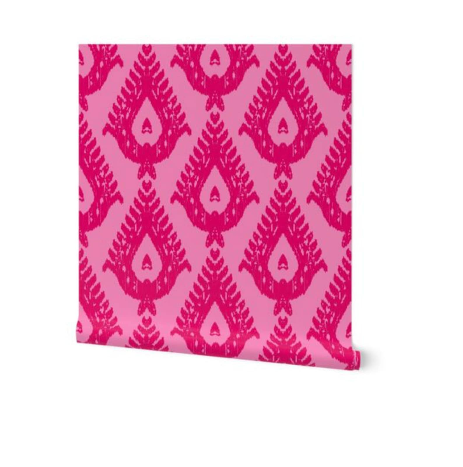 Hot Pink Ikat Wallpaper: Traditional Teardrop Design (peel and Stick ...