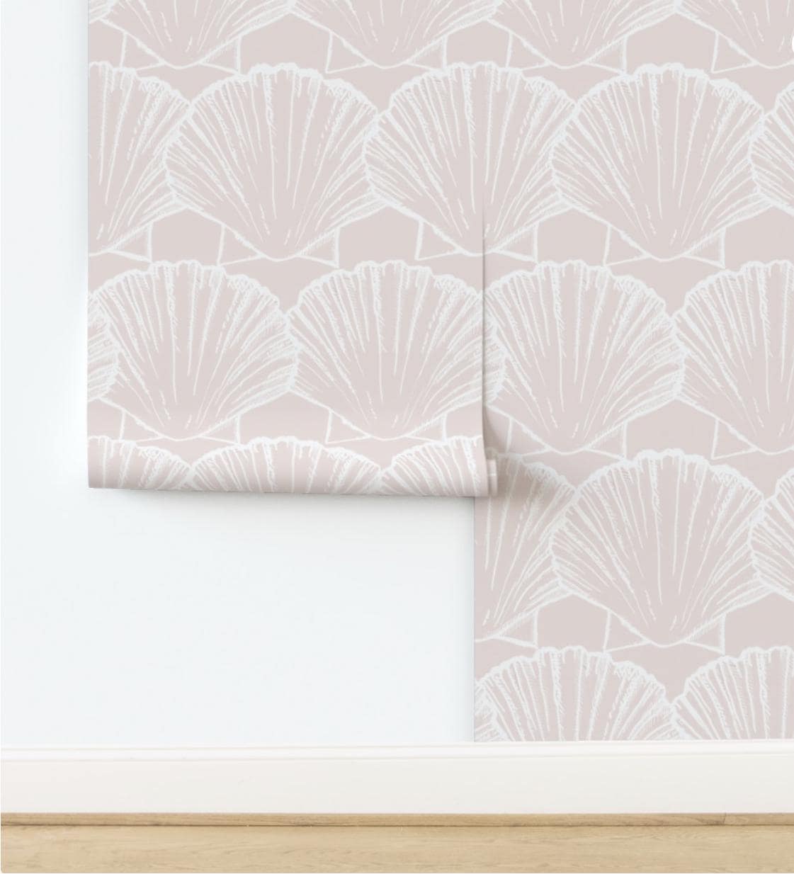 JUMBO Scallop Sea Shell Wallpaper in CUSTOM PB Blush (24" Vertical ...