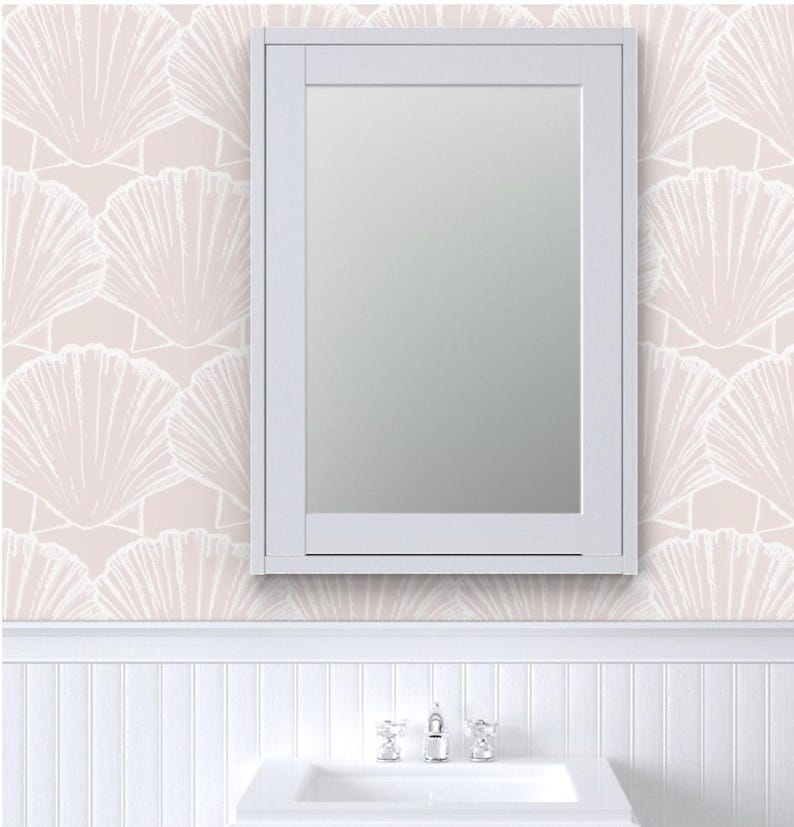 JUMBO Scallop Sea Shell Wallpaper in CUSTOM PB Blush (24" Vertical ...