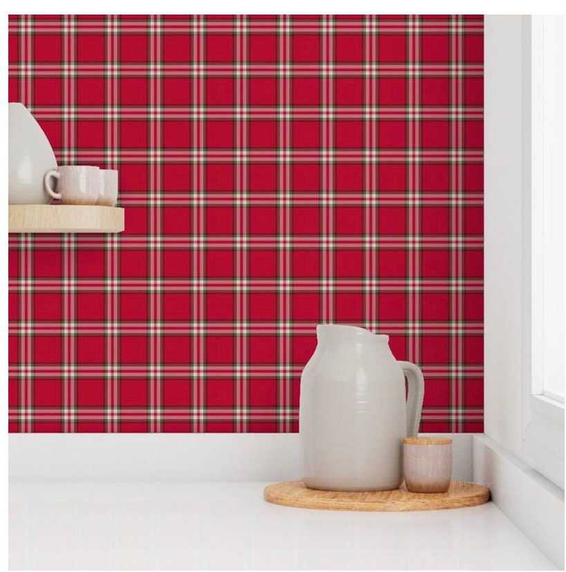 Red Rodeo Plaid Wallpaper - Etsy