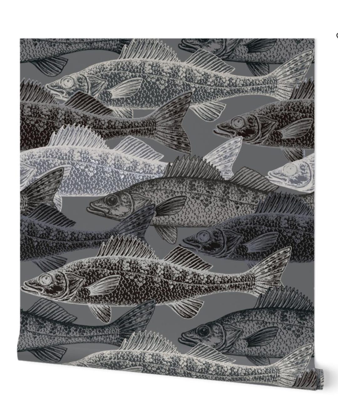 Minnesota Walleye Wallpaper in Black and Grays - Etsy
