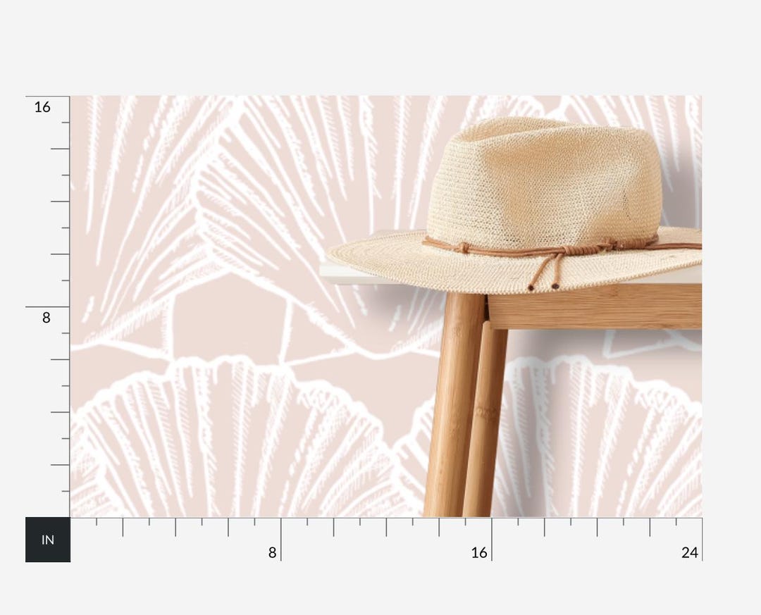 JUMBO Scallop Sea Shell Wallpaper in CUSTOM LIGHT Coral (24" Vertical ...