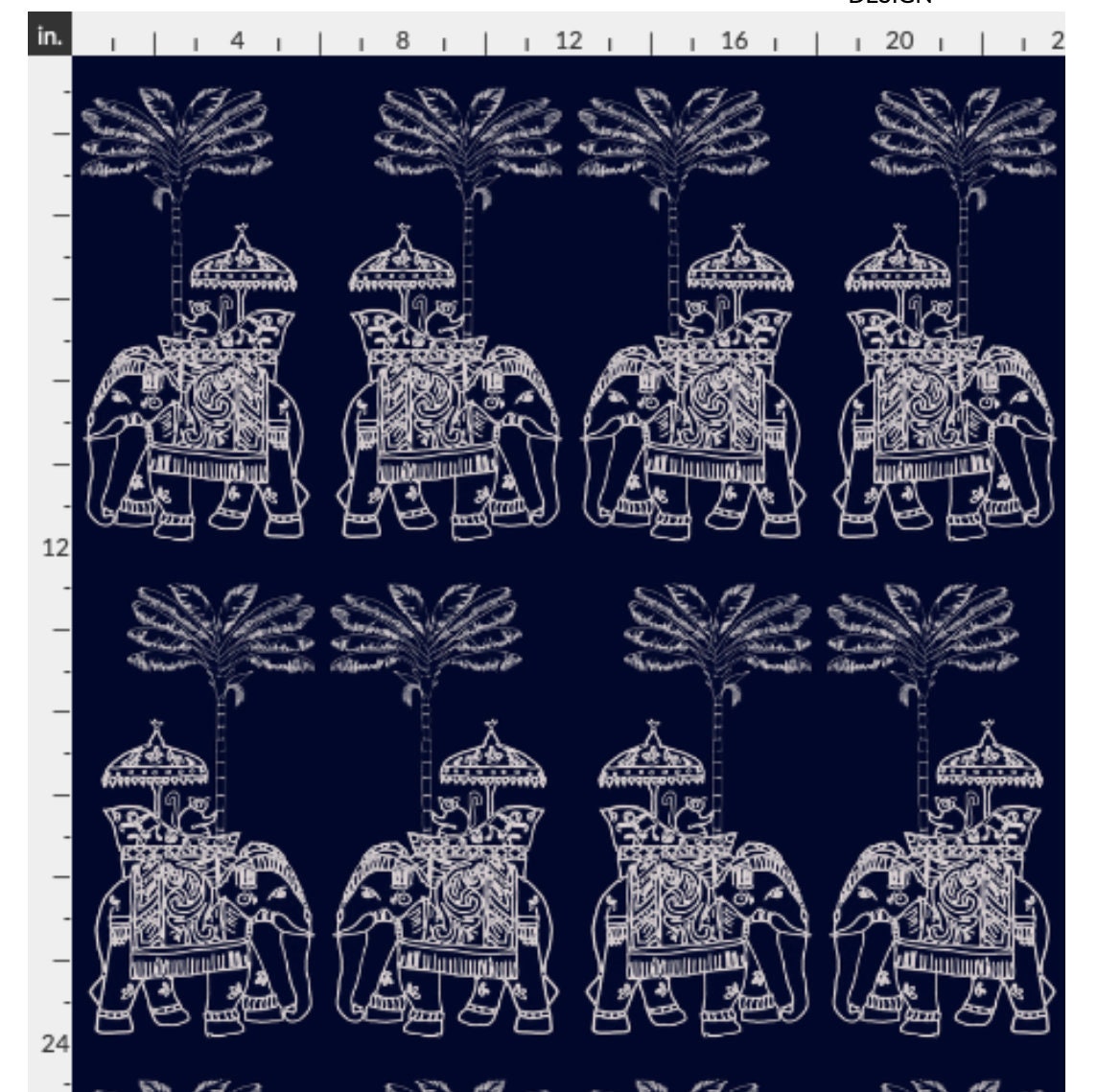 Indian Elephant Block Print Midnight Navy Blue With Ivory Outlines - Etsy
