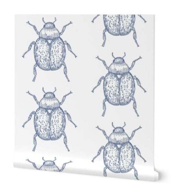 Beetle Bug Blue Wallpaper Blue on White Background Medium - Etsy