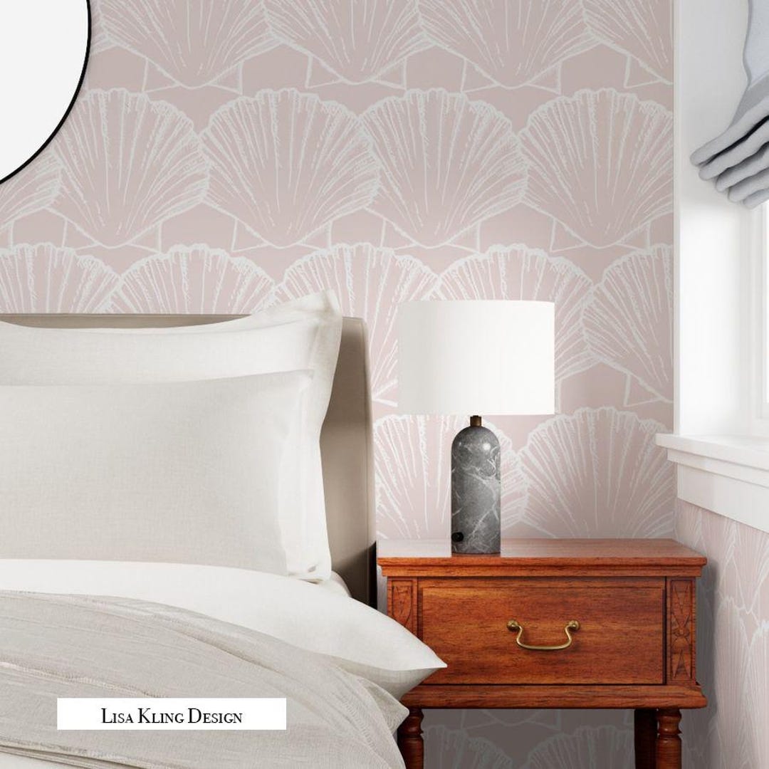 JUMBO Scallop Sea Shell Wallpaper in CUSTOM PB Blush (24" Vertical ...