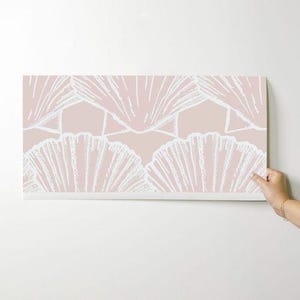 JUMBO Scallop Sea Shell Wallpaper in CUSTOM LIGHT Coral (24" Vertical ...