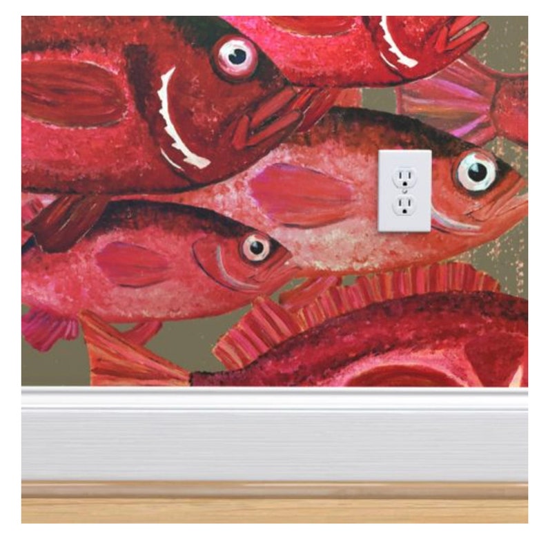 Red Snapper Fish Wallpaper - Large Scale - Etsy