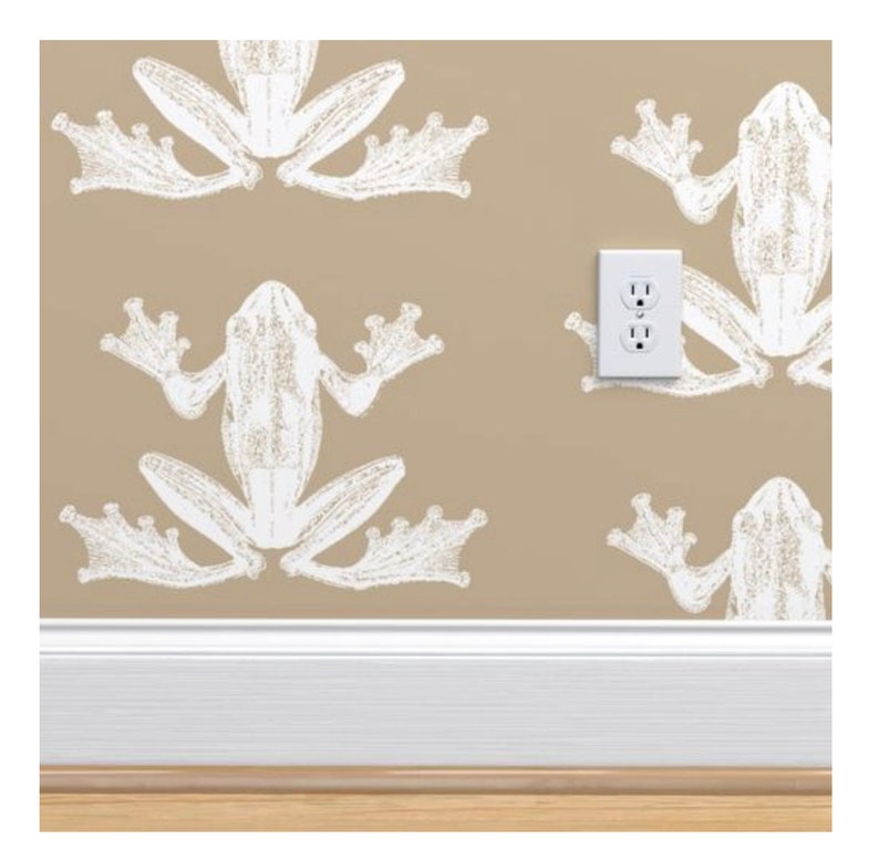 Frog Vintage Looking Illustration Wallpaper in Taupe - Etsy