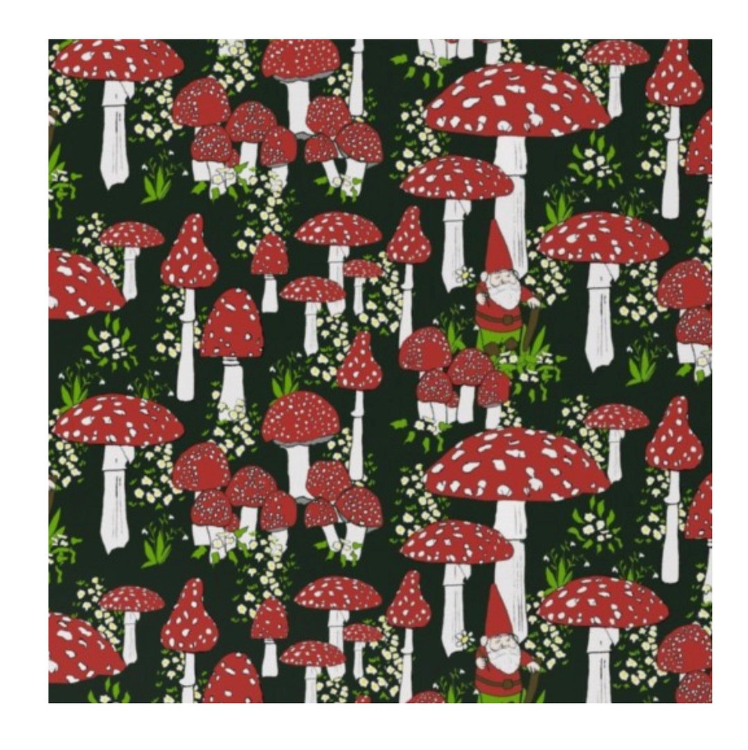 Fairytale Toadstools and Garden Gnomes Wallpaper Academia - Etsy