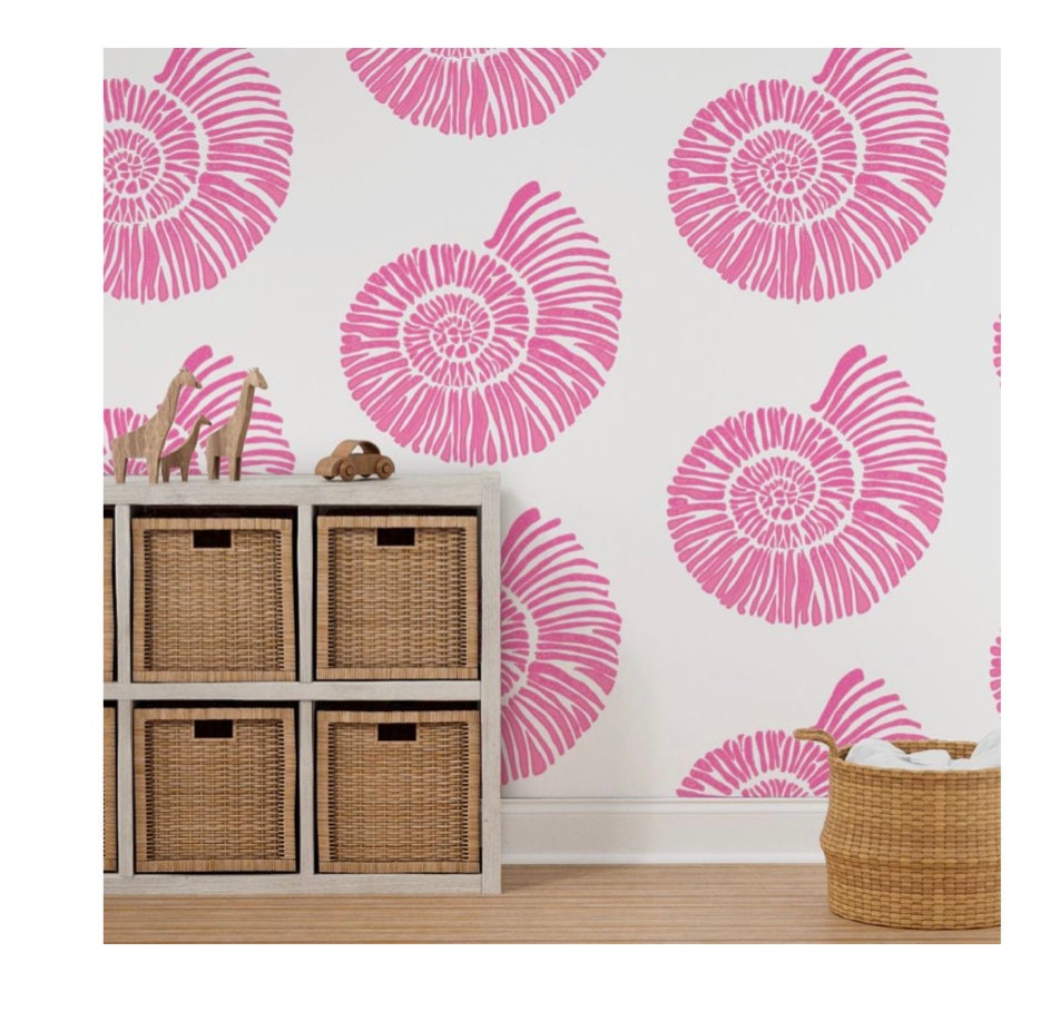 Hot Pink Nautilus Shell Wallpaper: Removable Peel and Stick Options - Etsy