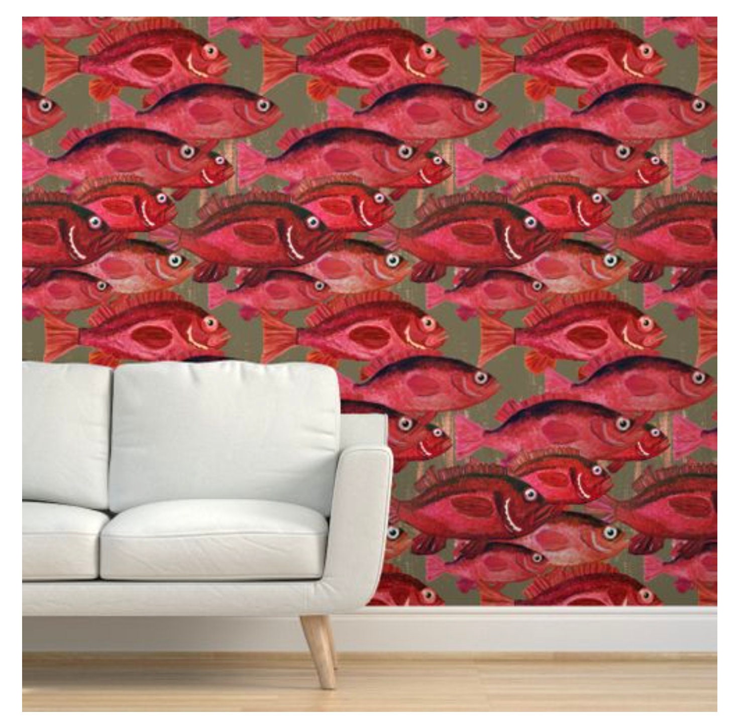 Red Snapper Fish Wallpaper - Large Scale - Etsy Canada