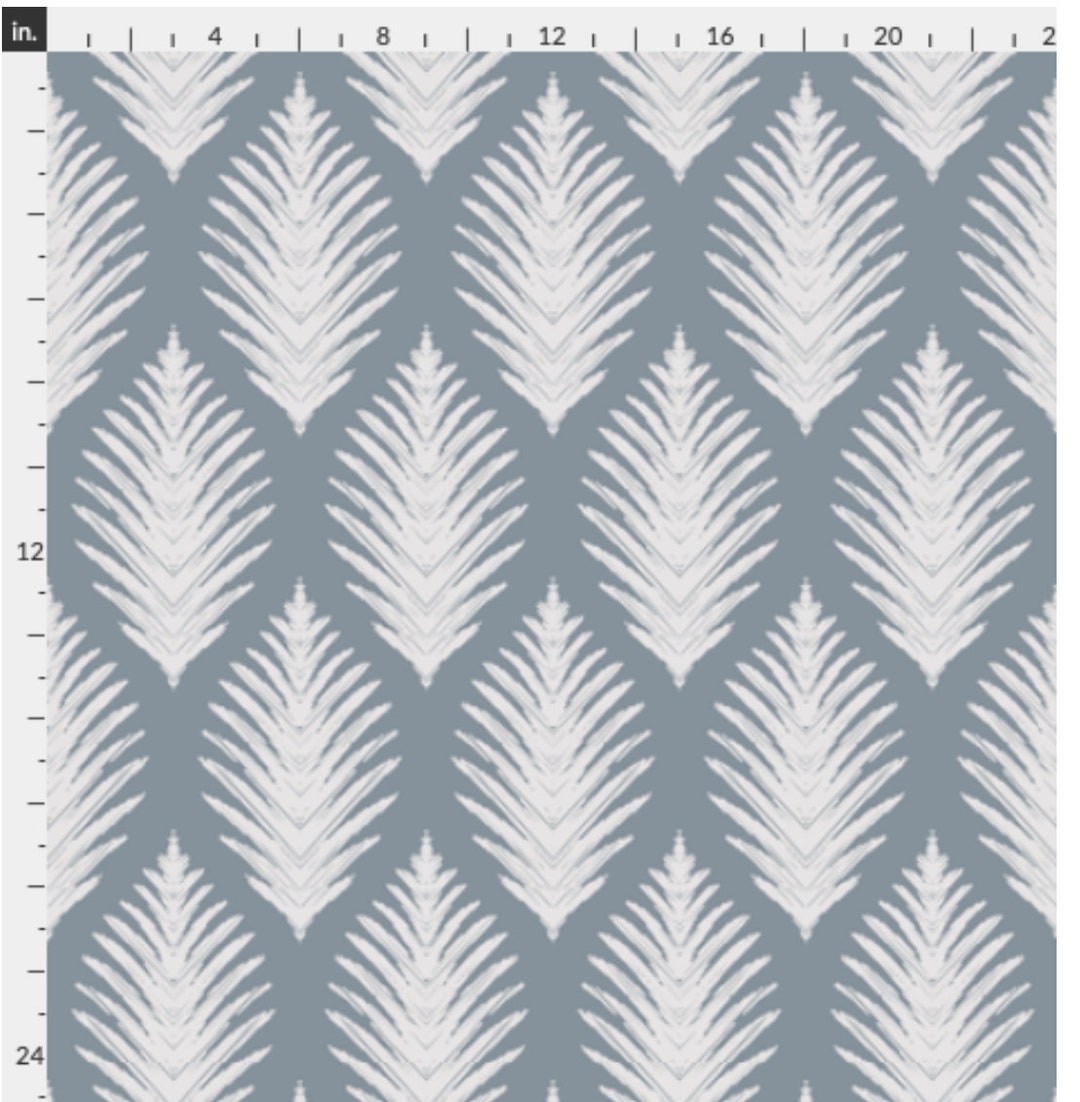 Stag Leaves Ikat Wallpaper French Blue and Silver Gray pre-pasted and ...