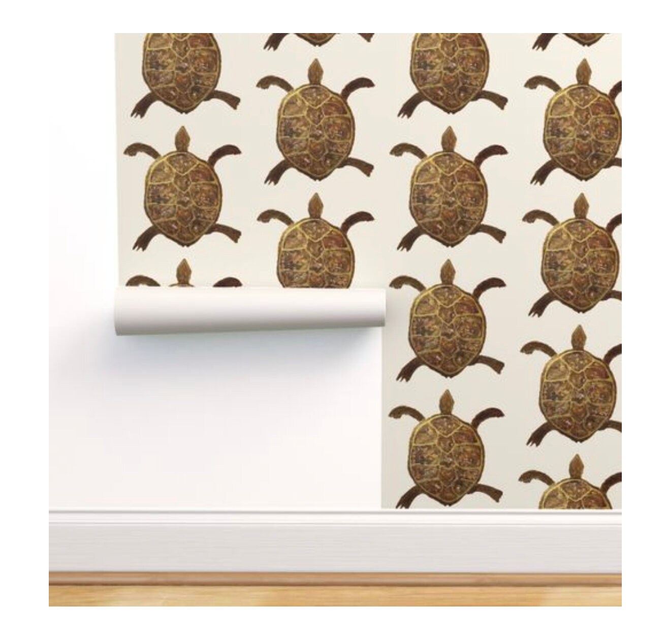 Bronze Back Tortoise Wallpaper Ivory - Etsy
