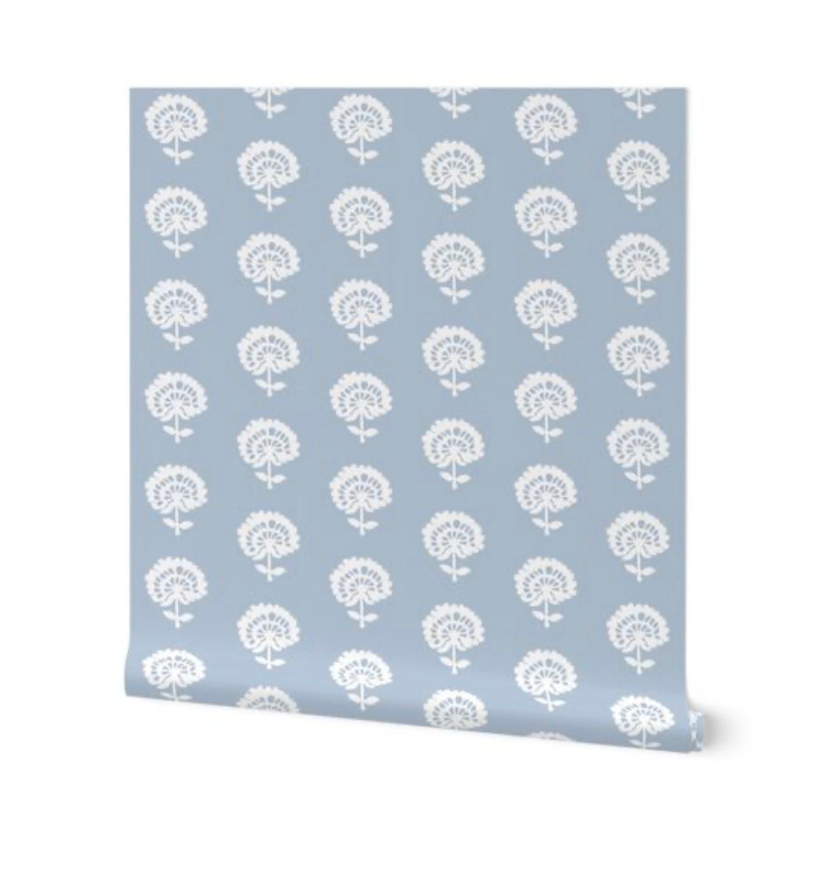 Flower Stamp Wallpaper Beach House Blue & White removal and Classic Pre ...