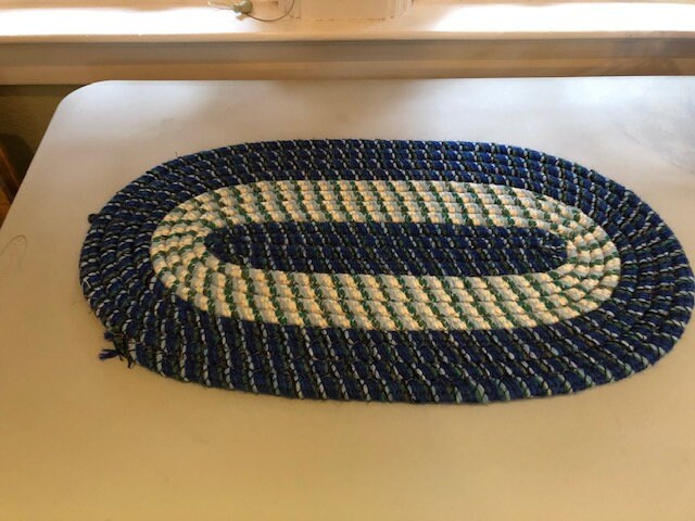 Vintage Braided Blue Runner - Etsy