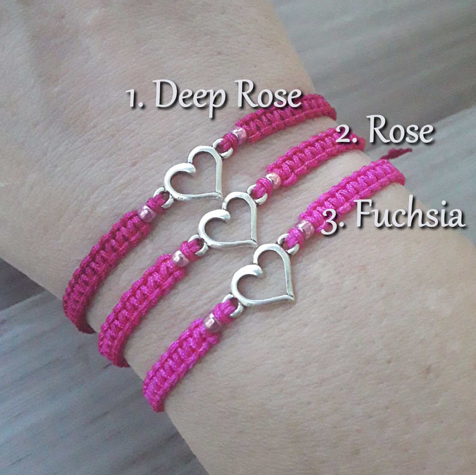 Macrame Bracelet, Heart Charm Bracelet, Love Bracelet, Valentine ...
