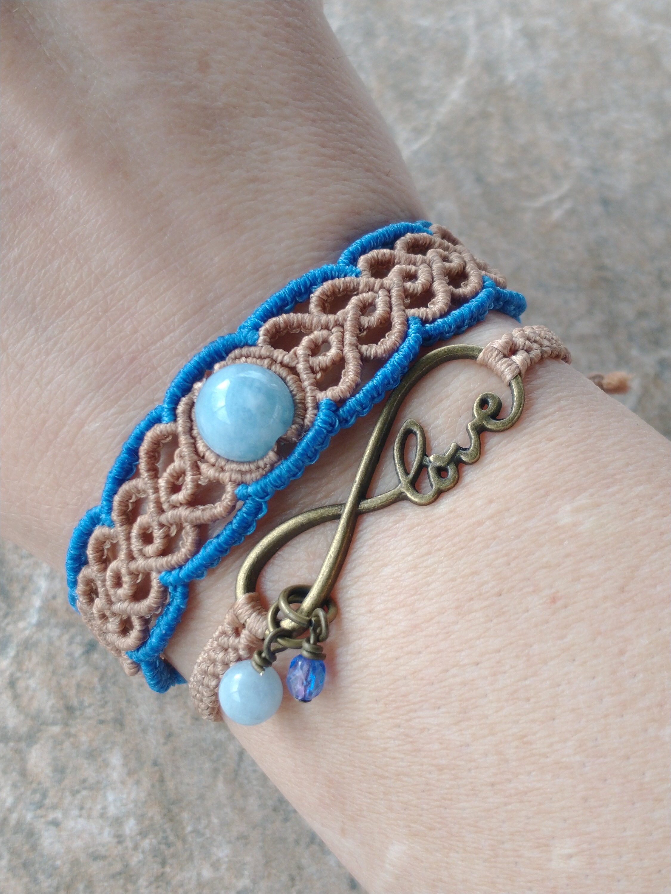 Macrame Bracelet Set Love Macrame Bracelet With Jade | Etsy