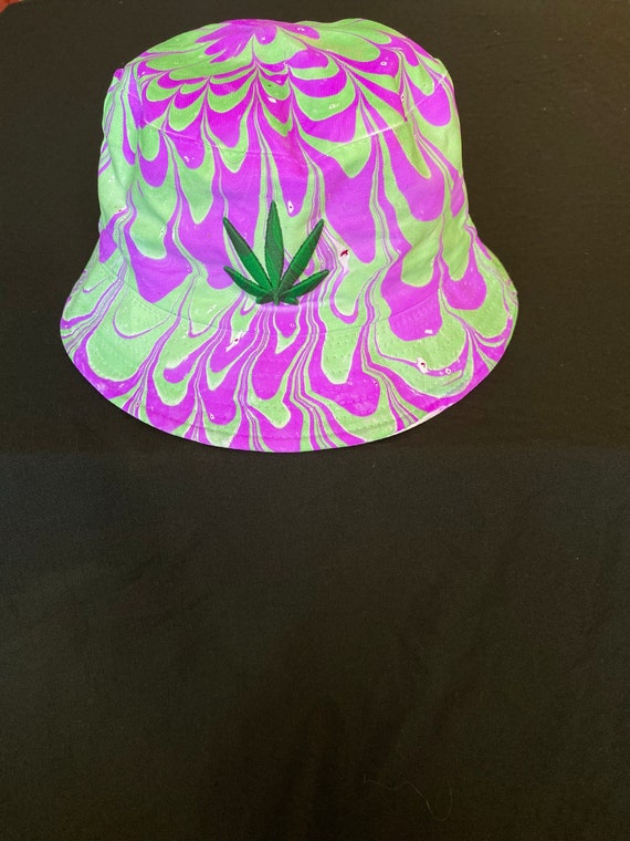 Purple Haze Marbled Psychedelic Bucket Hat With Embroidered - Etsy
