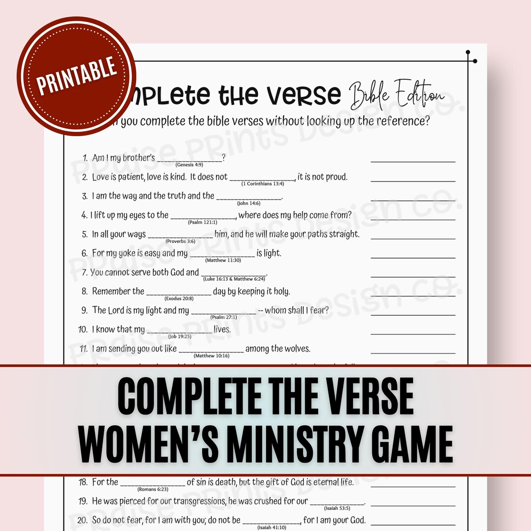 Complete the Bible Verse Bible: Christian Women's Ministry Game ...