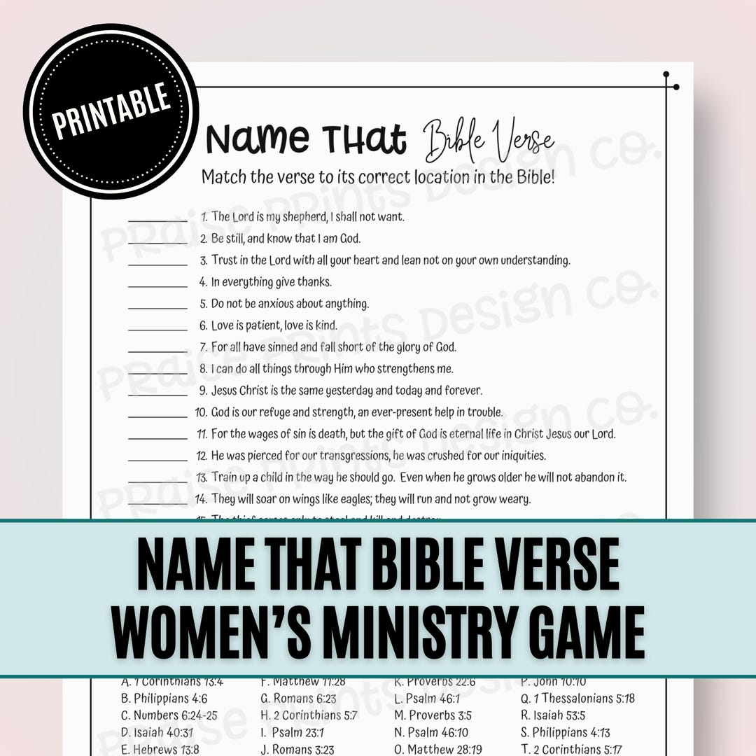 Name That Bible Verse Women's Ministry Game, Bible Games, Christian ...