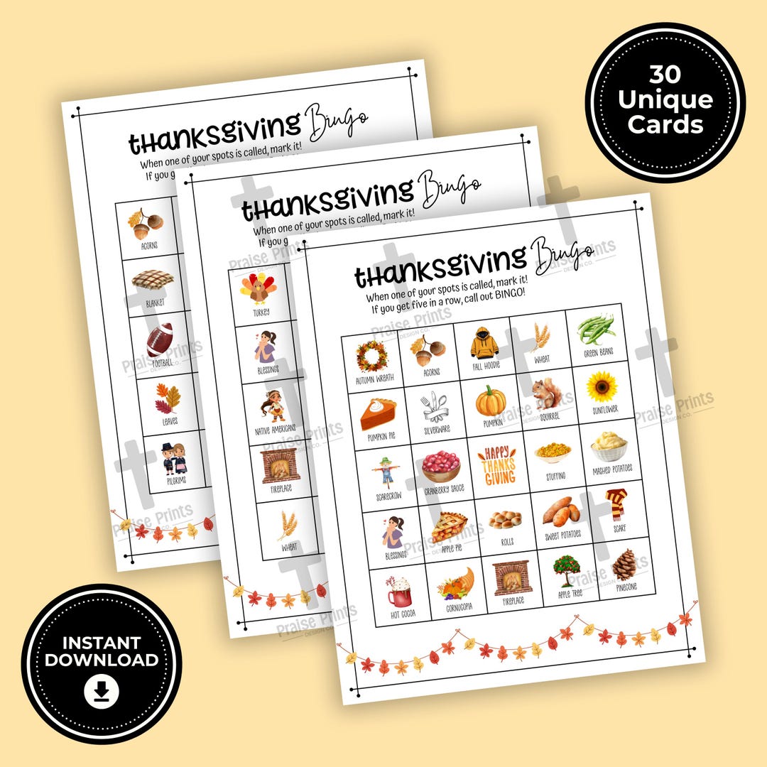 Thanksgiving Bingo, Thanksgiving Classroom Party Bingo, Harvest Party ...