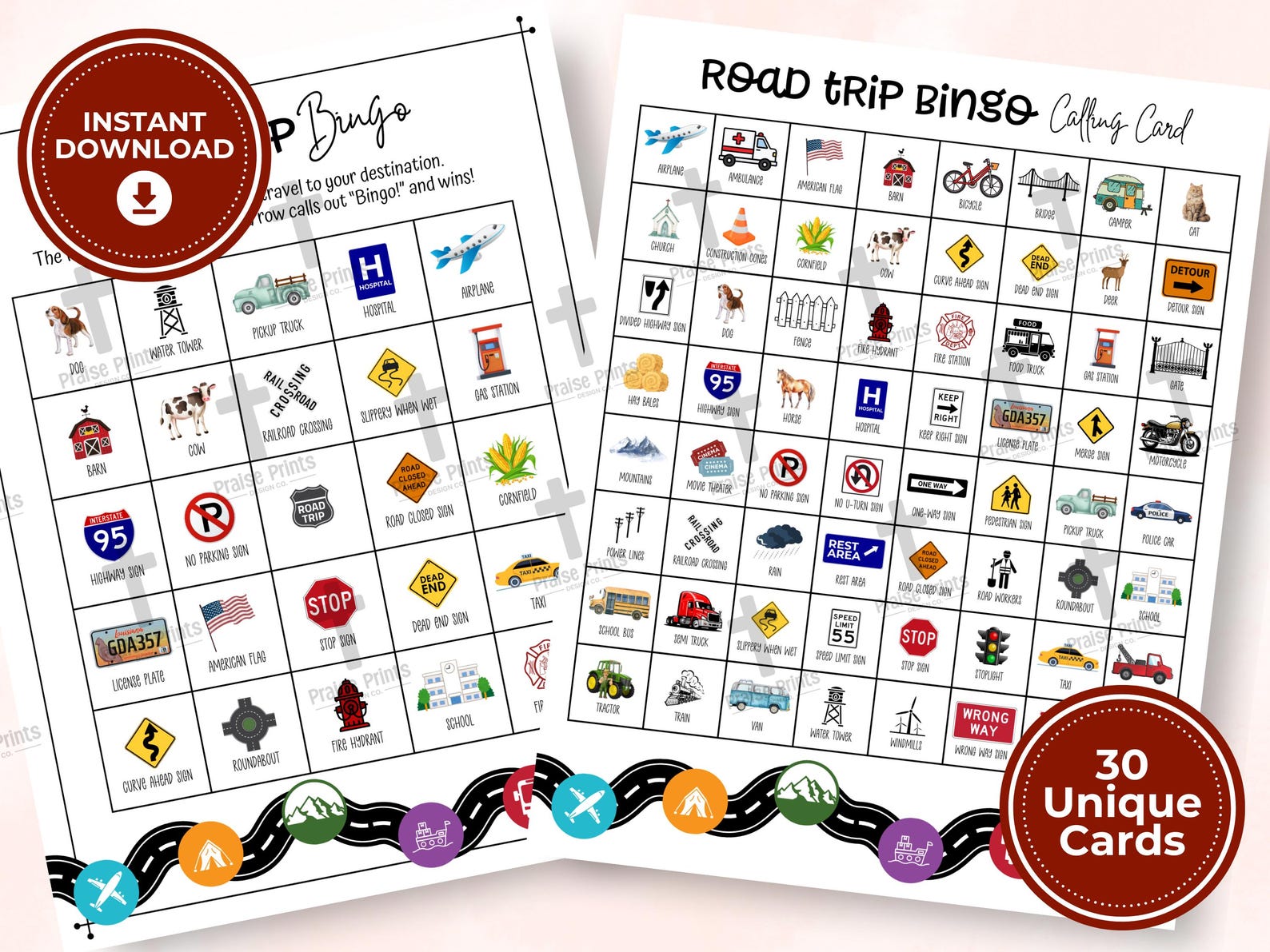 Road Trip Bingo, Road Trip Car Bingo, Travel Bingo, Kids Car Games ...