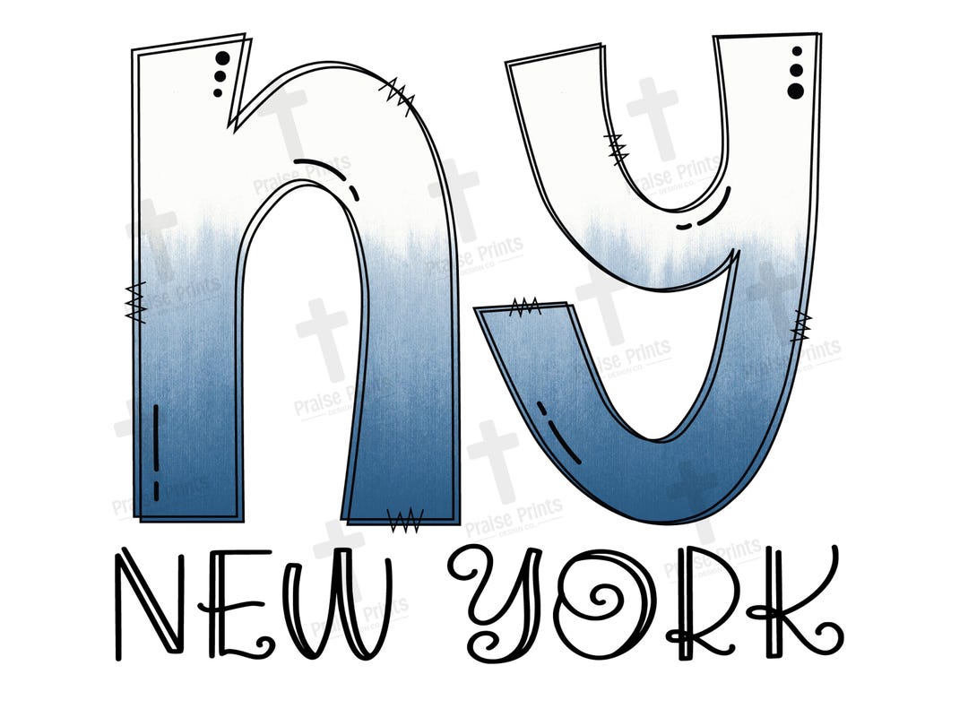 New York Ombre Sublimation and DTF Design: White to Blue Fade (PNG ...