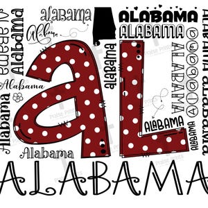 Alabama Red White Polka Dot PNG, Sublimation Design, Alabama Sign ...