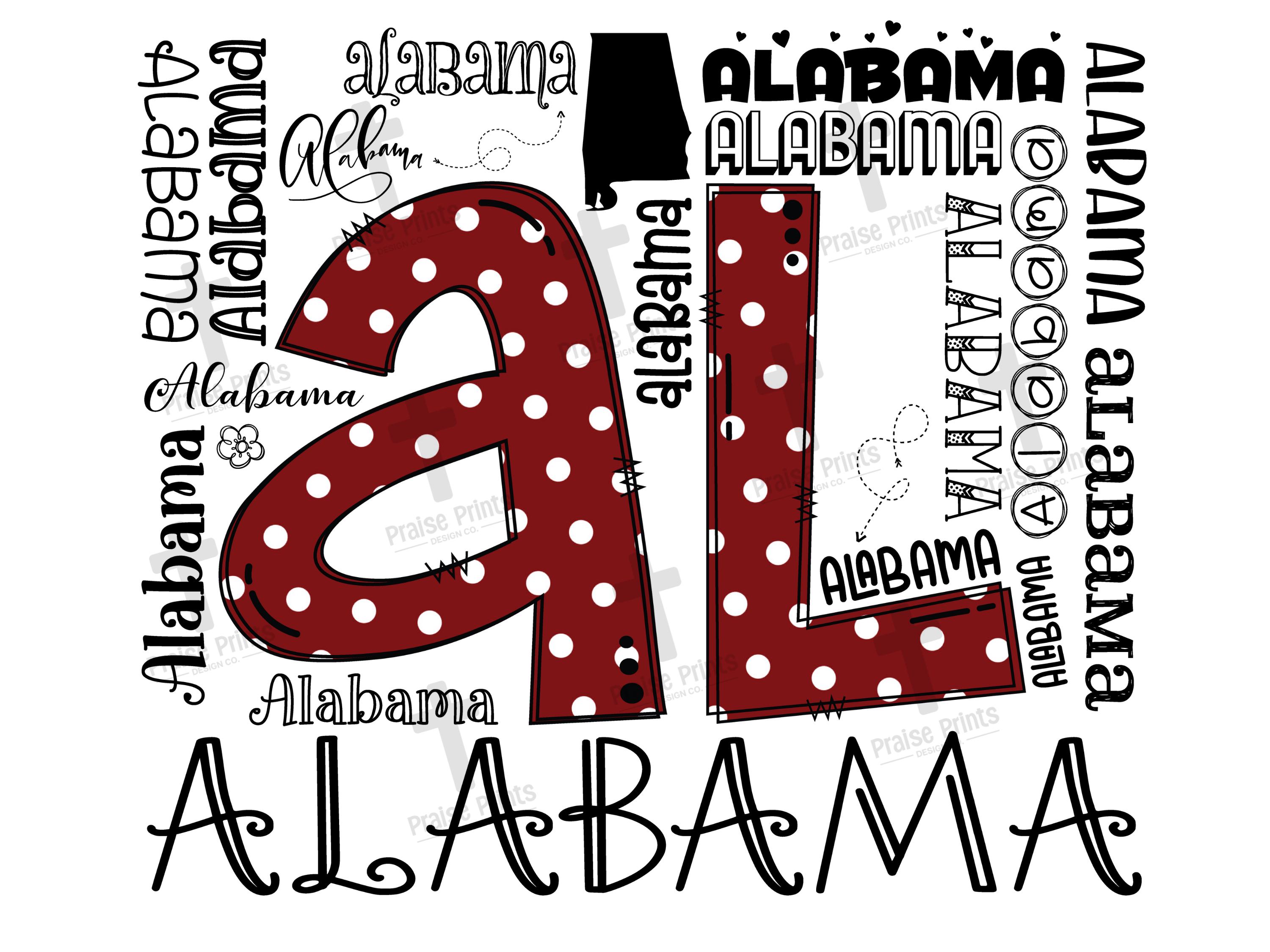 Alabama Red White Polka Dot PNG, Sublimation Design, Alabama Sign ...